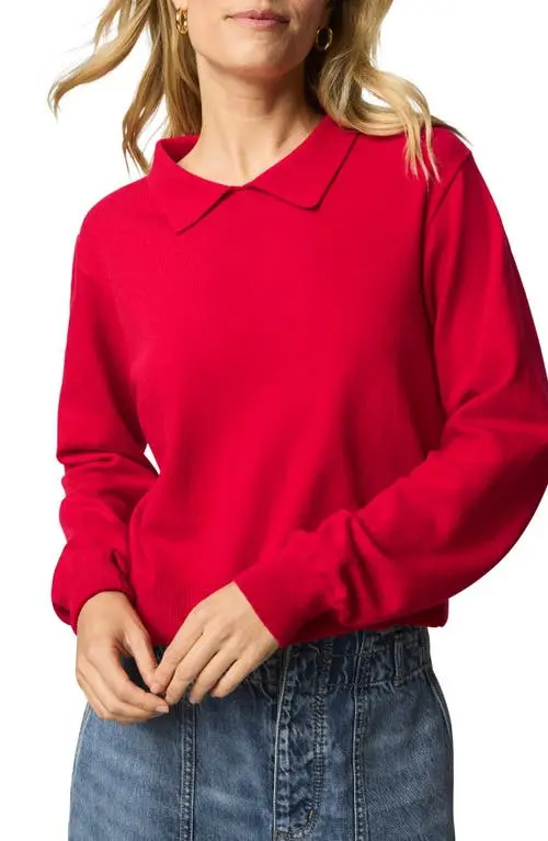 Splendid Phoebe Polo Sweater - Rouge Red