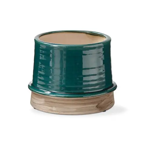 TAG Large White Glazed Radius Planter For 5" Drop-in Pots