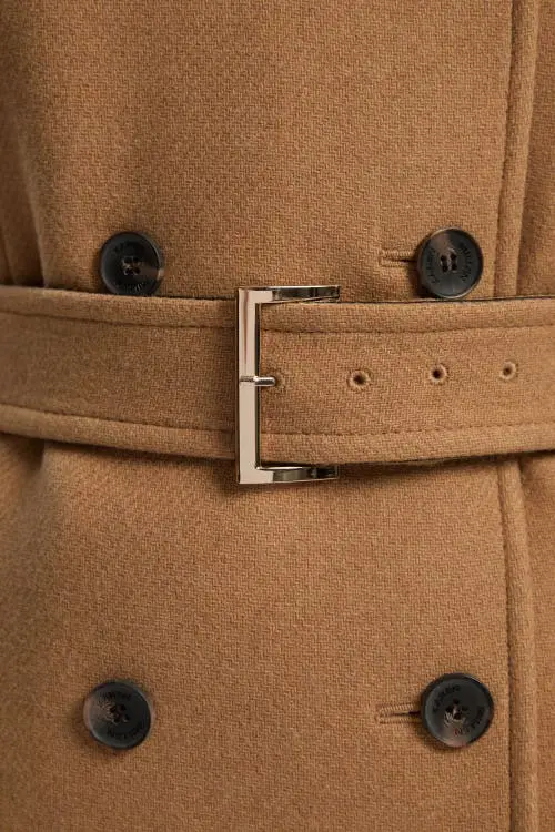Karen Millen Wool Mix Belted Trench Maxi Coat - Camel