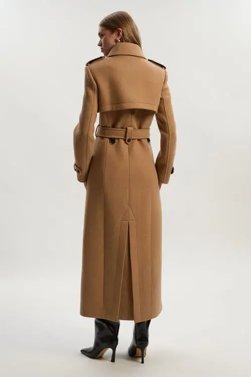 Karen Millen Wool Mix Belted Trench Maxi Coat - Camel