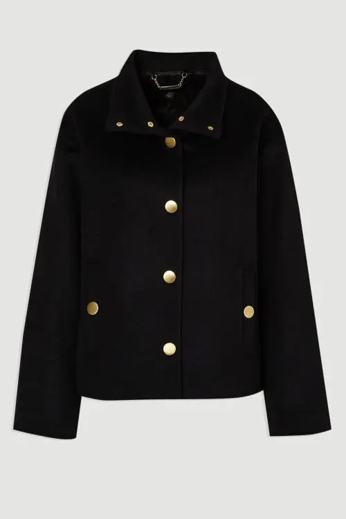 Karen Millen Brushed Wool Tailored Coat With Funnel Neck
