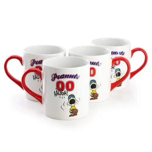 PEANUTS Best In Sports Varsity 4 Piece 19 Ounce Stoneware Mug Set And