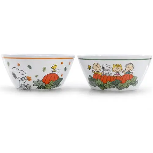 PEANUTS Happy Fall 4 Piece 5.8 Inch Round Melamine Cereal Bowl Set
