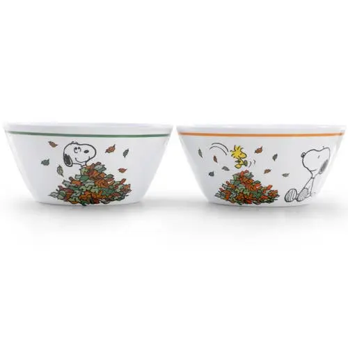PEANUTS Happy Fall 4 Piece 5.8 Inch Round Melamine Cereal Bowl Set