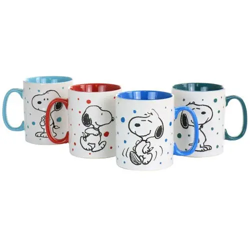 PEANUTS Freckled Joy 15oz Stoneware 4 Piece Mug Set - White