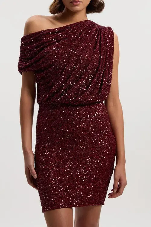 Karen Millen One-shoulder Sequin Mini Dress