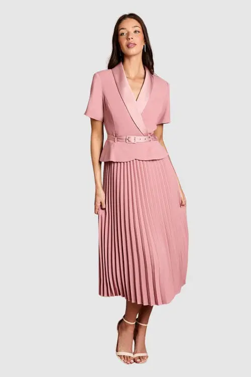 Coast 2-in-1 Pleated Skirt Midi Dress - Antique Rose