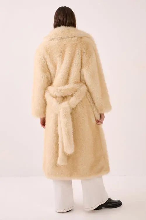 Nasty Gal Belted Faux Fur Coat