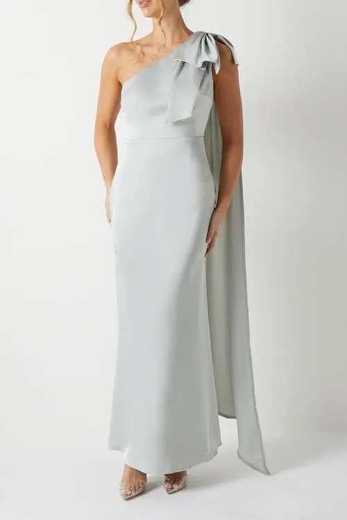 Coast Bow One-shoulder Satin Dress