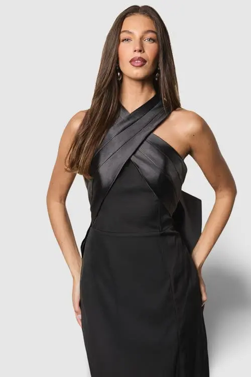 Coast Cross Over Front Bow Back Midi Dress