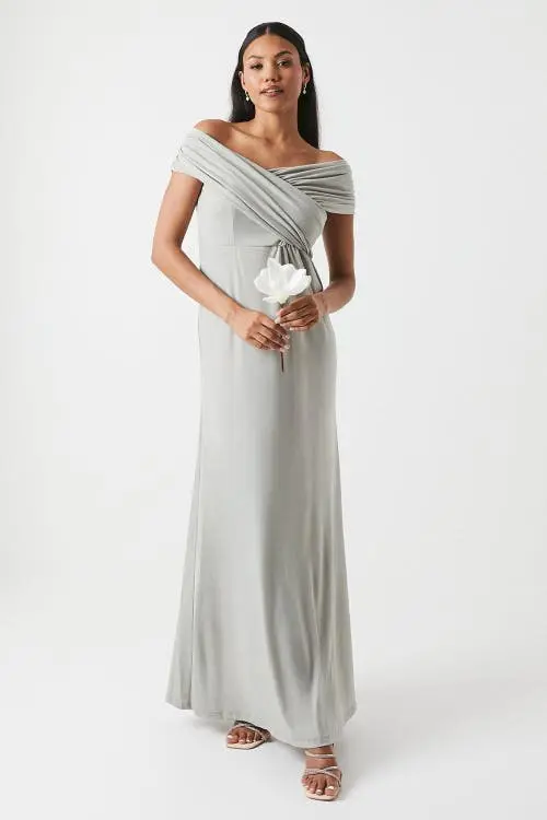 Coast Bardot Ruched Jersey Maxi Dress - Sage