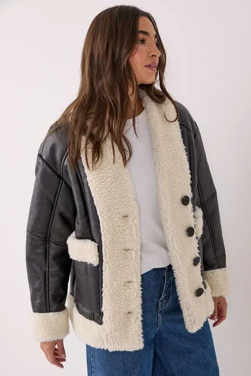 Nasty Gal Borg Bonded Aviator Jacket