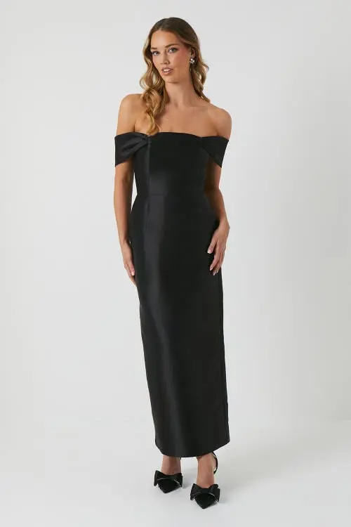 Coast Twill Bardot Off The Shoulder Dress - Black