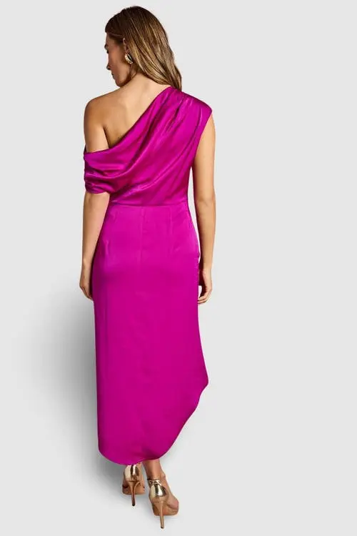 Coast Satin One Shoulder Midi Dress