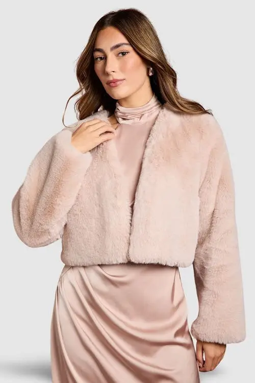 Coast Faux Fur Jacket - Blush