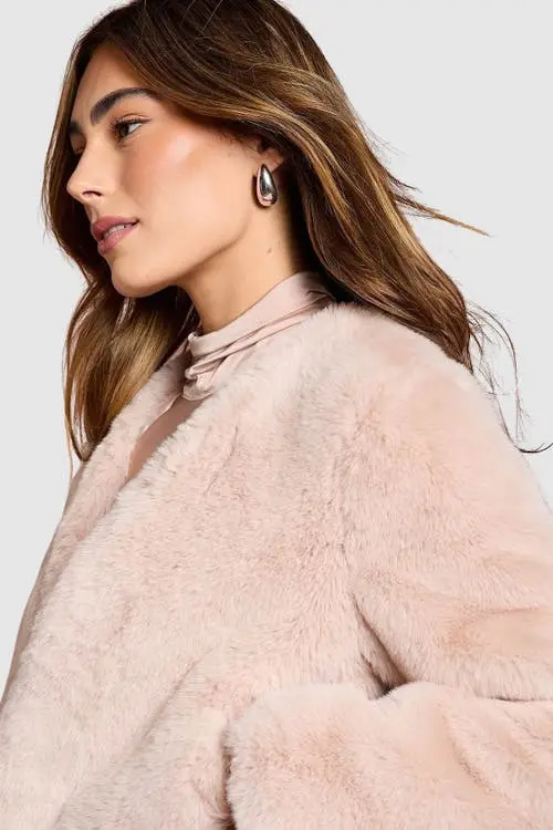 Coast Faux Fur Jacket - Blush