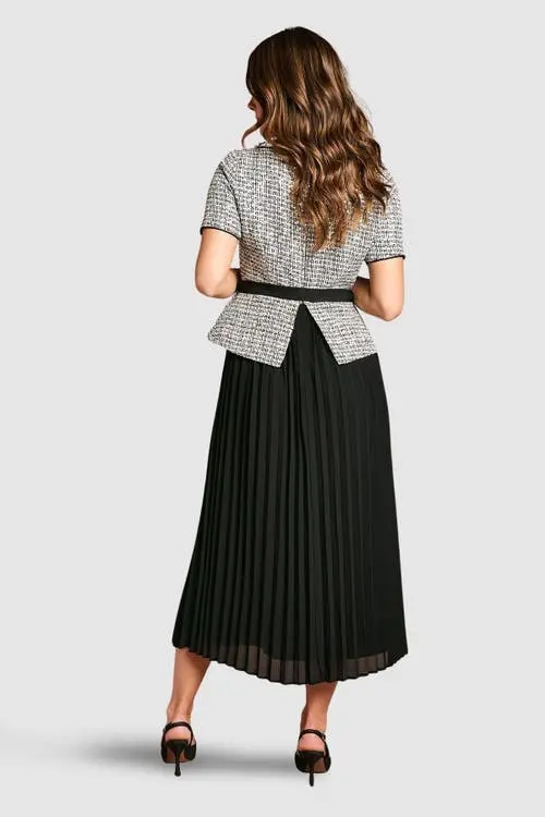 Coast Tweed Bodice Pleated Skirt Dress