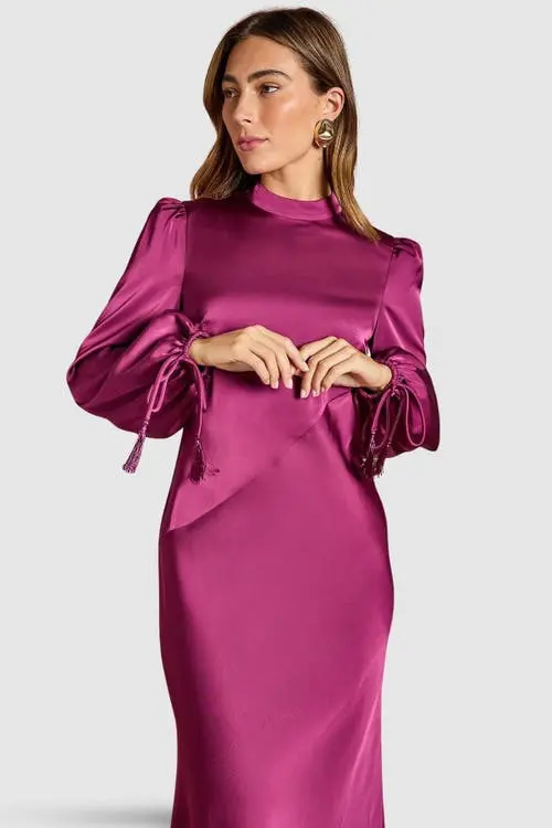 Coast Blouson Sleeve Satin Midi Dress