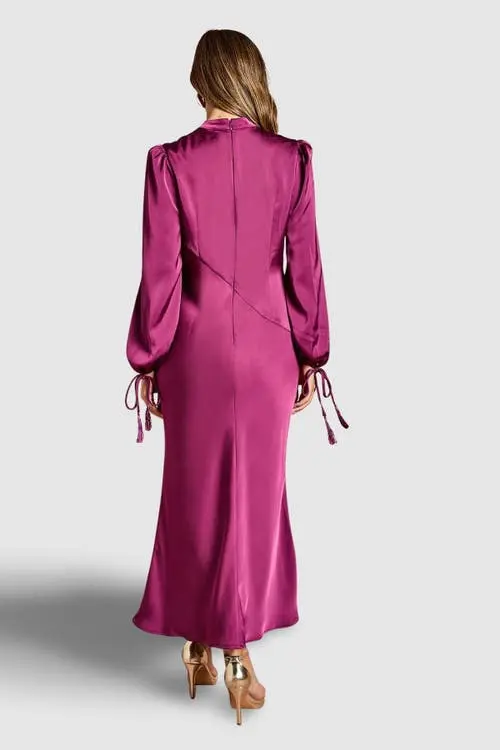 Coast Blouson Sleeve Satin Midi Dress