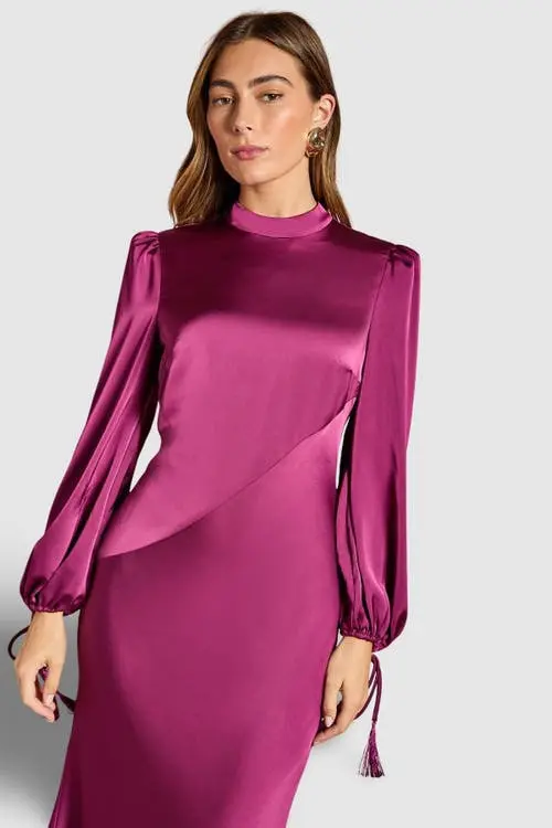Coast Blouson Sleeve Satin Midi Dress