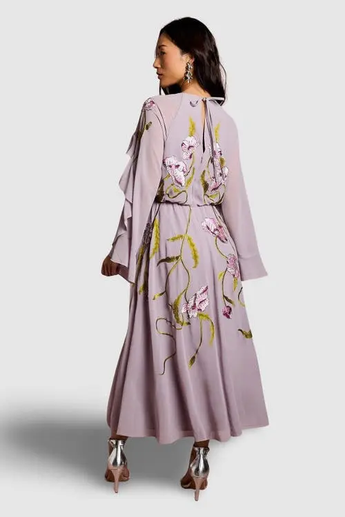 Coast Embroidered Tiered Chiffon Midi Dress