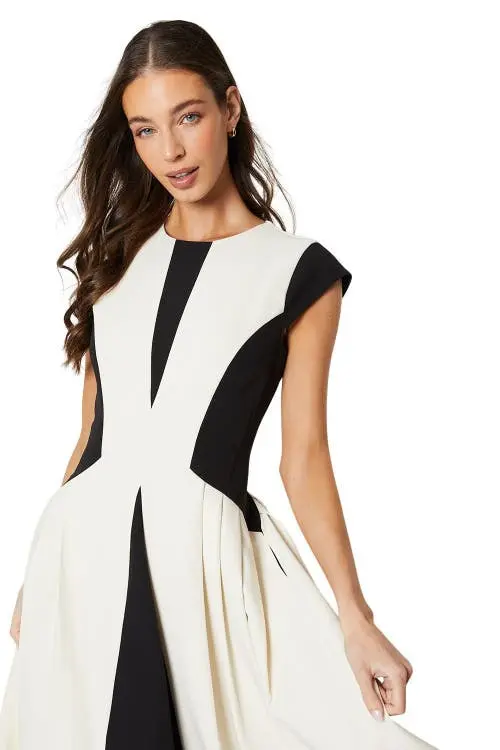 Coast Color Block Crepe Midi Dress - Mono