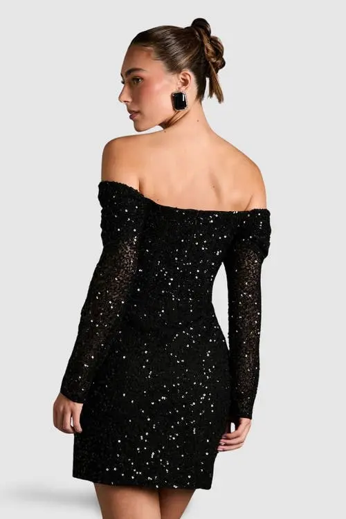 Coast Bardot Long Sleeve Wrap Mini Dress