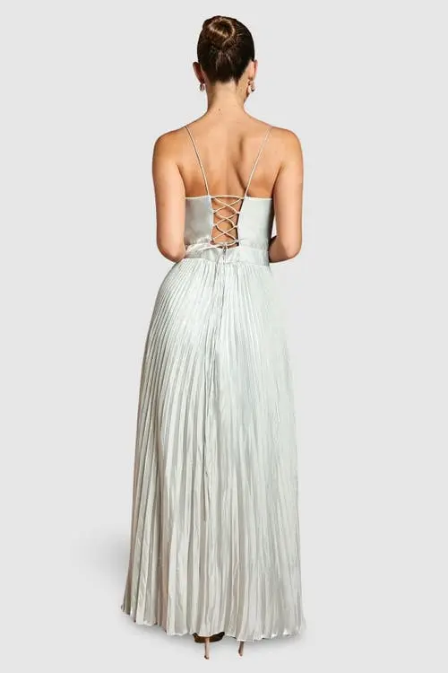 Coast Metallic Pleated Corsage Maxi Dress