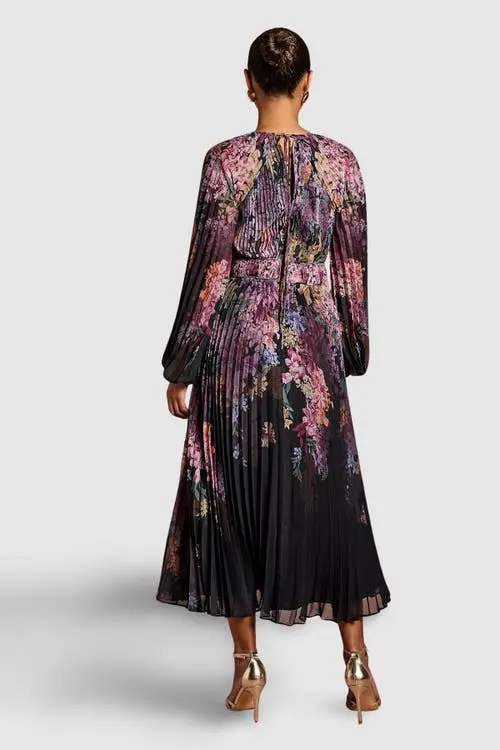 Coast Petite Printed Pleated Wrap Midi Dress
