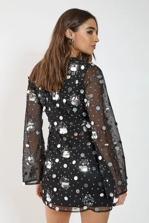 Nasty Gal Lace-up Fluted Sleeve Mini Dress