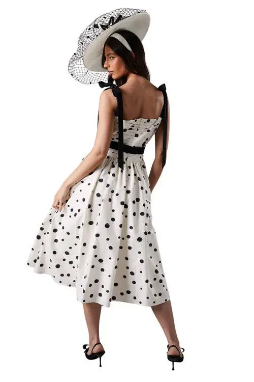 Coast Polka Dot Midi Dress With Bow Detail