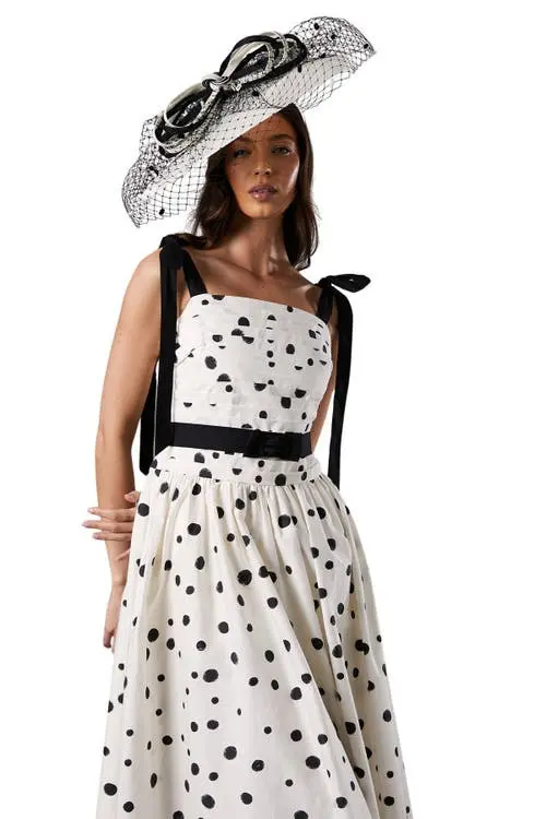 Coast Polka Dot Midi Dress With Bow Detail