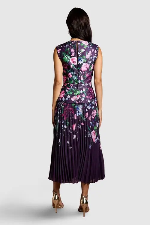 Coast Floral Print Pleated Midi Dress