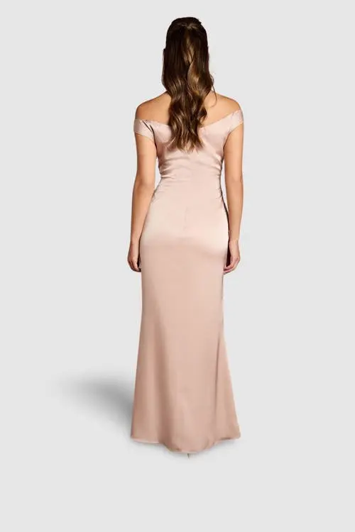 Coast Satin Bardot Maxi Dress - Mocha