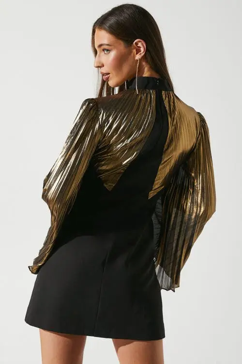 Coast Metallic Long Sleeve Mini Dress