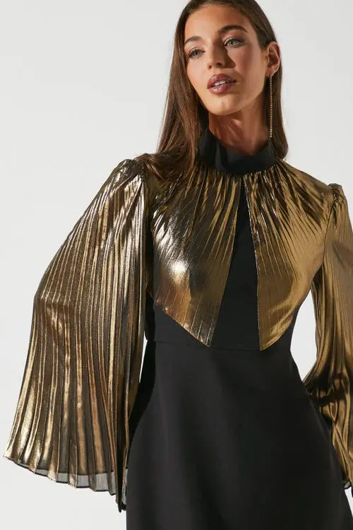 Coast Metallic Long Sleeve Mini Dress