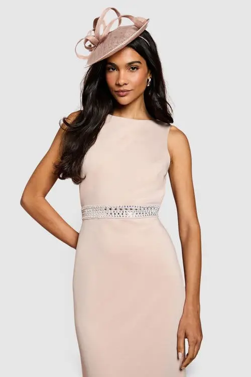 Coast Embellished Waist Ponte Midi Dress