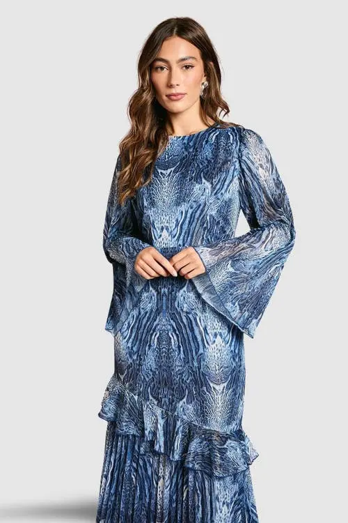Coast Flared Sleeve Animal Print Midi Dress