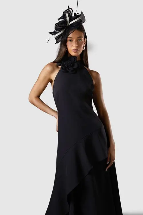 Coast High Neck Corsage Detail Midi Dress