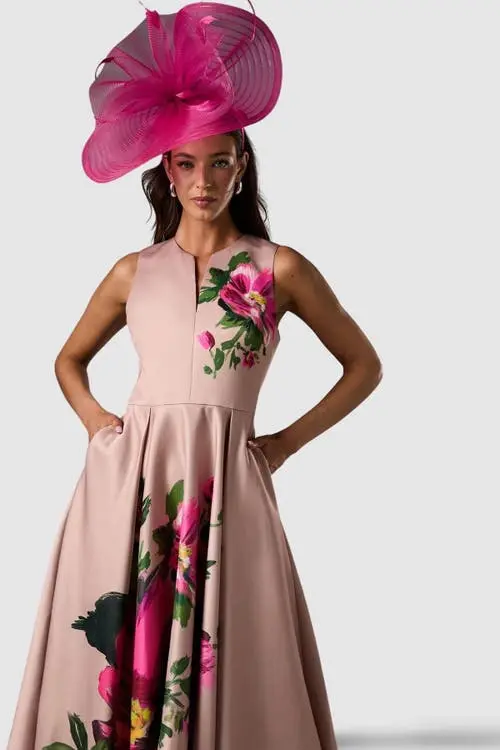 Coast Notch Neck Floral Print Midi Dress