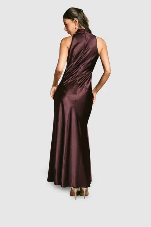 Coast Satin High Neck Fishtail Maxi Dress