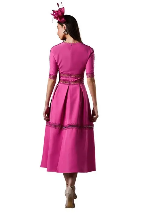 Coast Crochet Insert Crepe V-neck Midi Dress