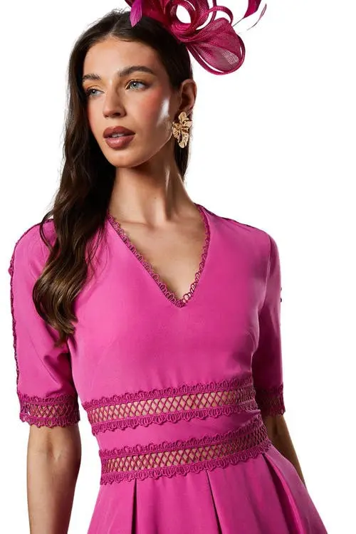 Coast Crochet Insert V-neck Midi Dress