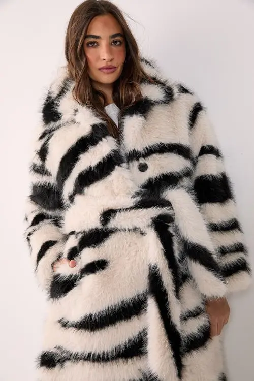 Nasty Gal Faux Fur Collared Longline Coat