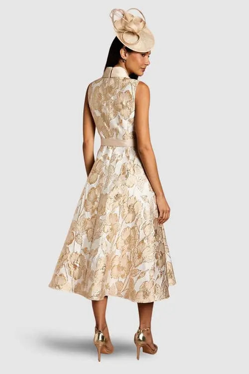 Coast Sleeveless Tux Jacquard Midi Dress