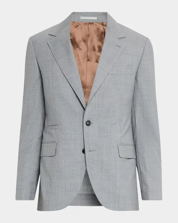 Brunello Cucinelli Sharkskin Virgin Wool Single-breasted Blazer - C078 Mediu