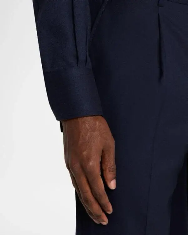Brunello Cucinelli Apos;s Sharkskin Virgin Wool Single-breasted Blazer - C263 Navy