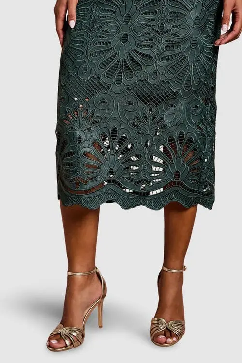 Coast Petite Lace Pencil Midi Skirt
