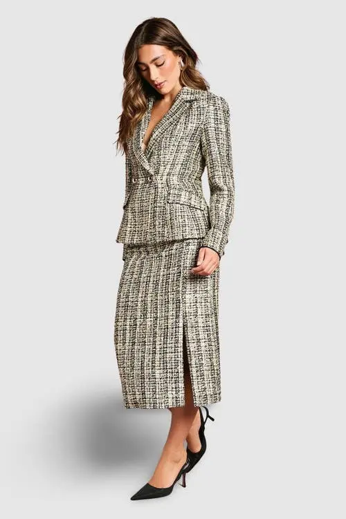 Coast Sequin Tweed Midi Skirt