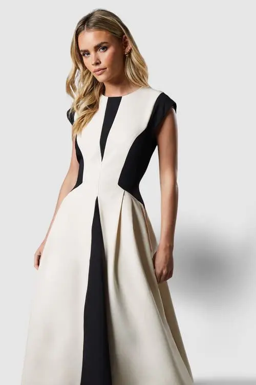 Coast Petite Crepe Color Block Midi Dress